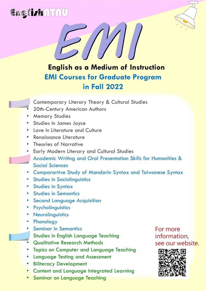 EMI courses in fall 2022 (undergraduate/ graduate programs)